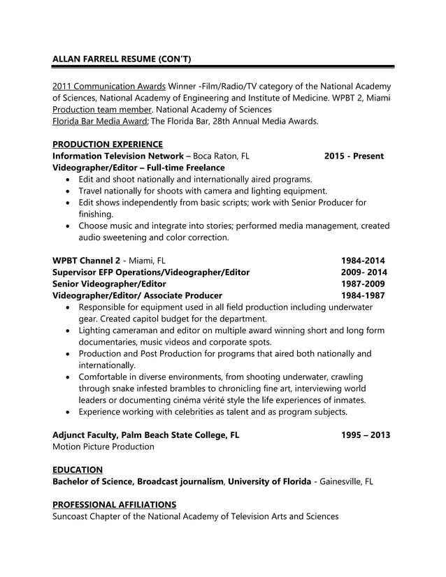 Allan Farrell Resume Final - Copy | PDF