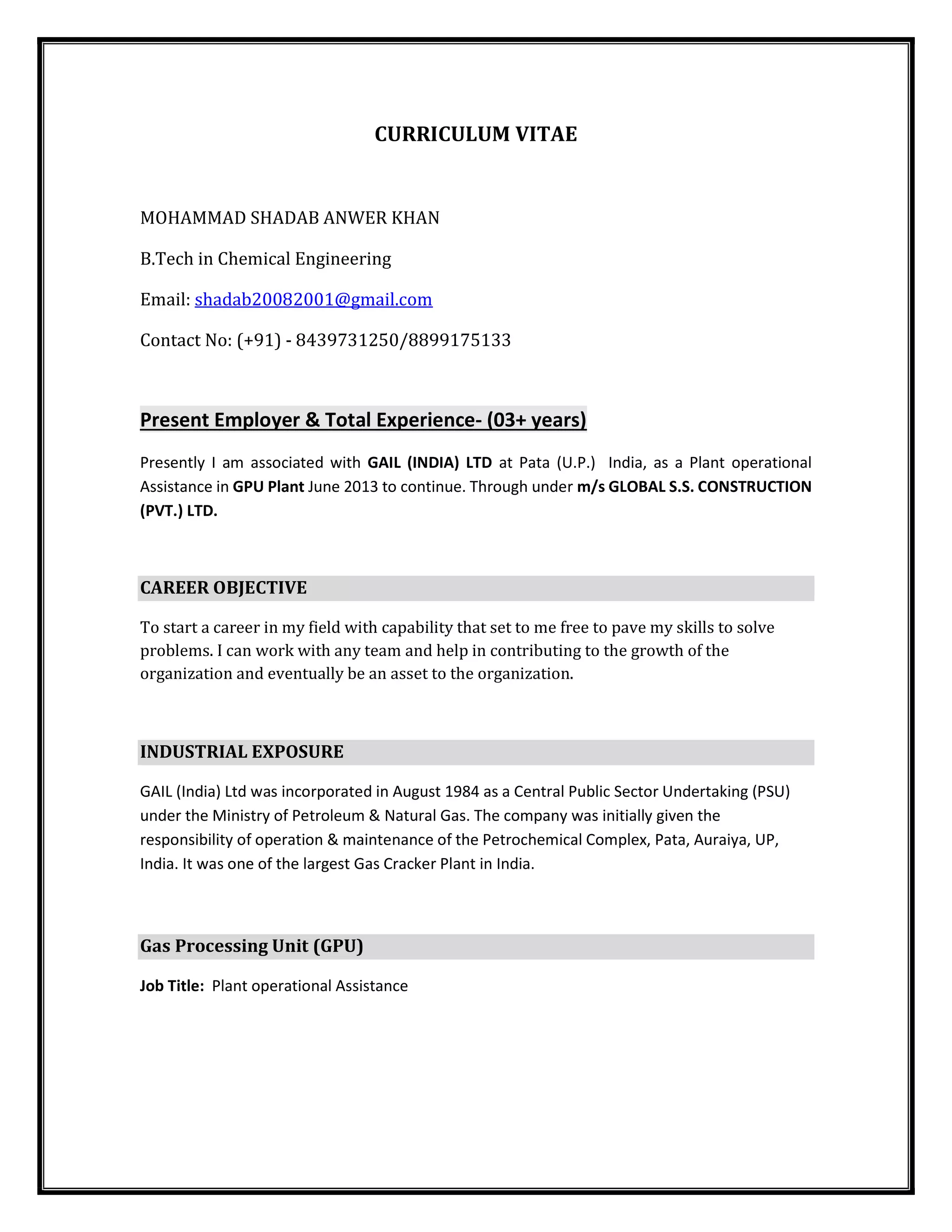 resume shadab | PDF