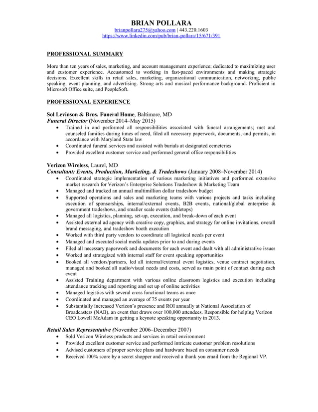 Pollara, Brian Resume 2015 | PDF