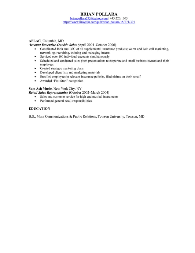 Pollara, Brian Resume 2015 | PDF