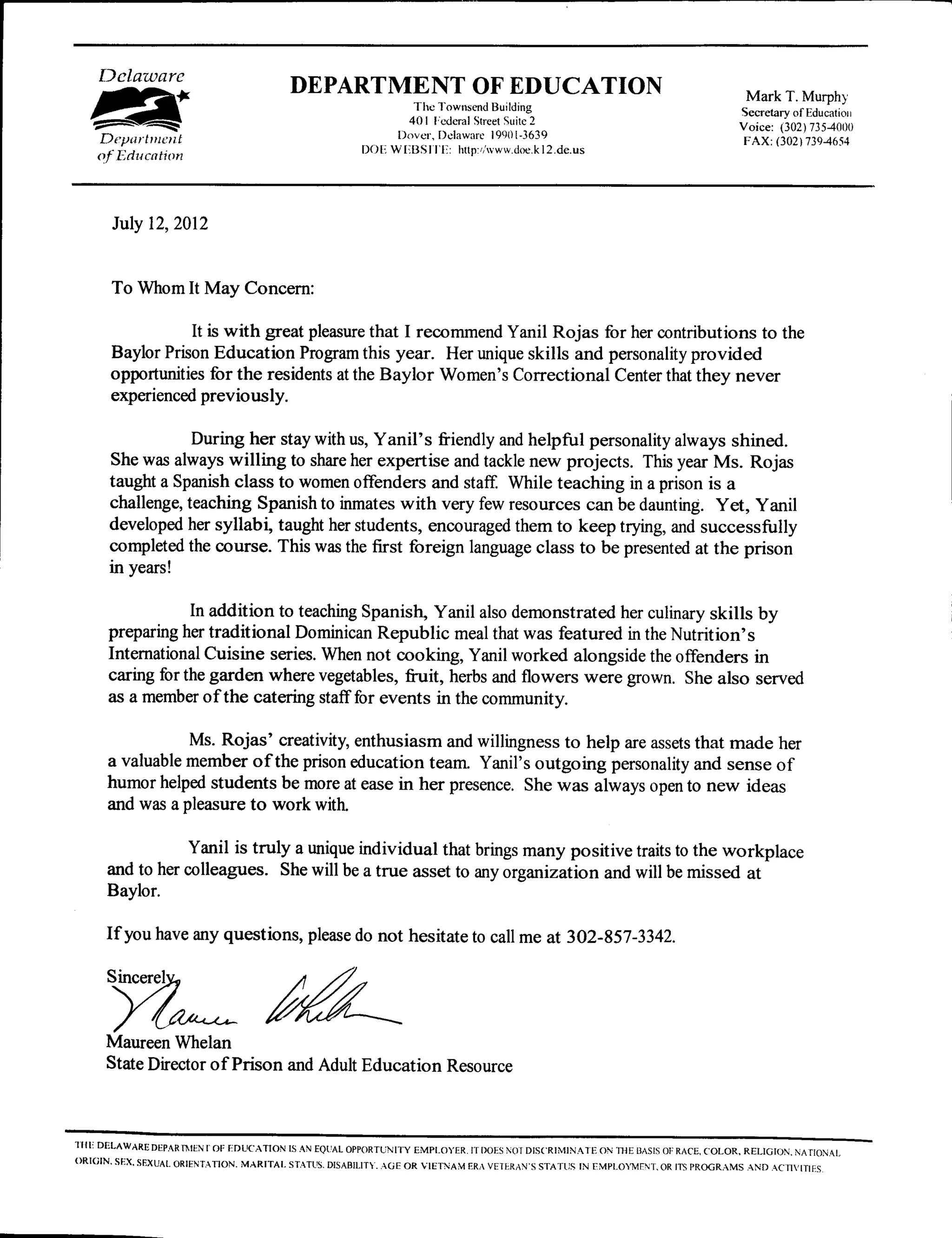 YRojas_Baylor.letter of recommendation | PDF