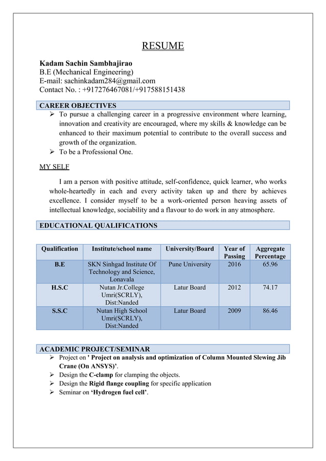 Resume_Sachin Kadam | PDF