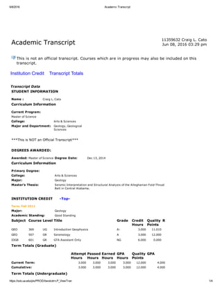 Craig Cato Graduate Transcript | PDF