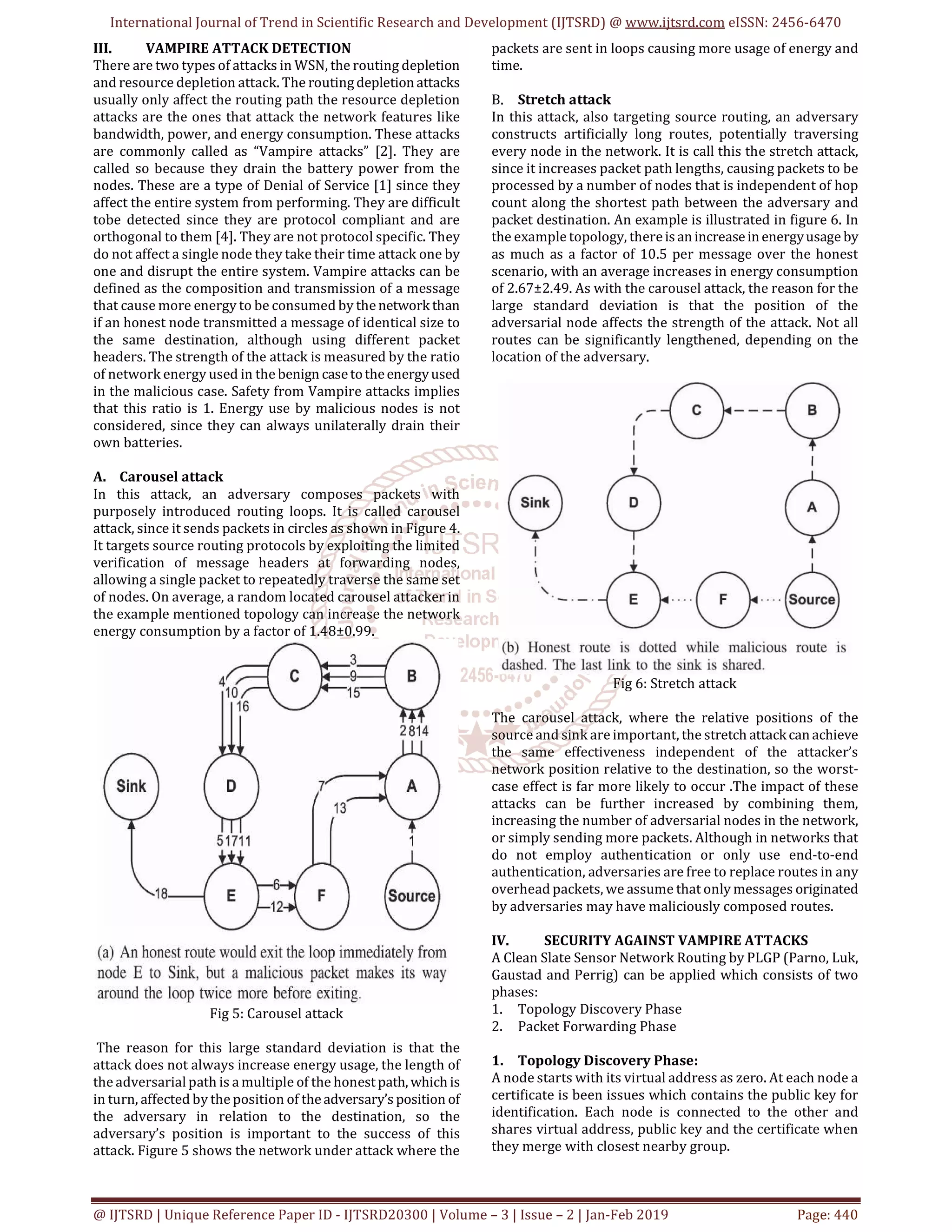 Detection of Vampire Attacks in Ad-Hoc Wireless Sensor Network Evaluation and Protection | PDF