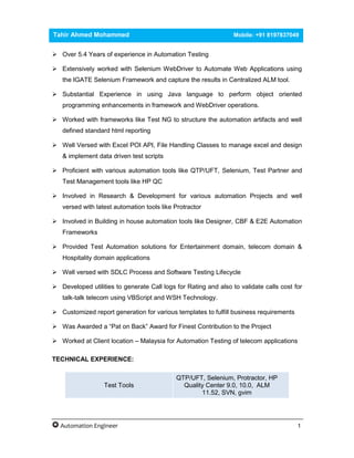 Tahir_Resume_Selenium | PDF