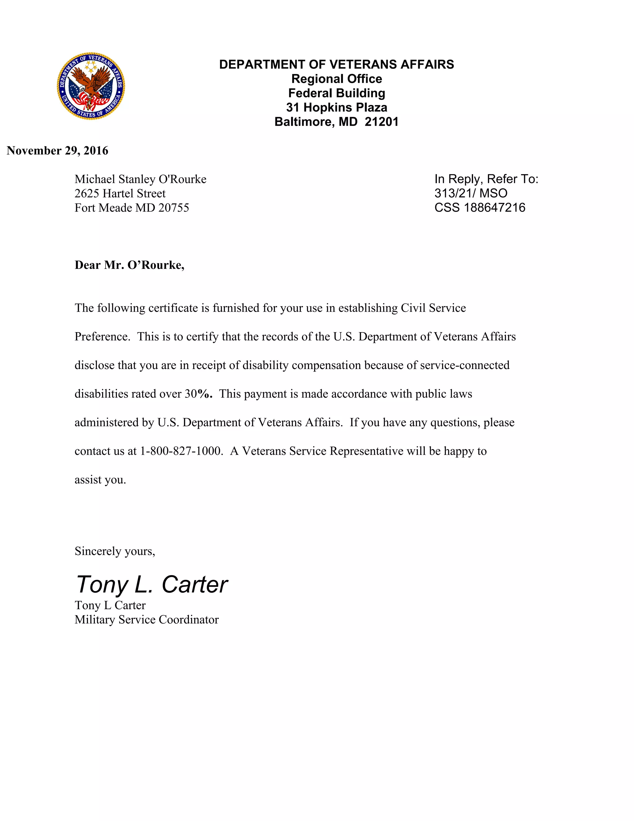 VA Letter | PDF