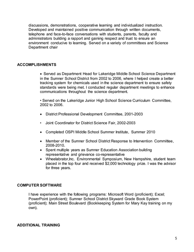Sharon K Hanson resume 1a | DOCX | Education industry | Industries