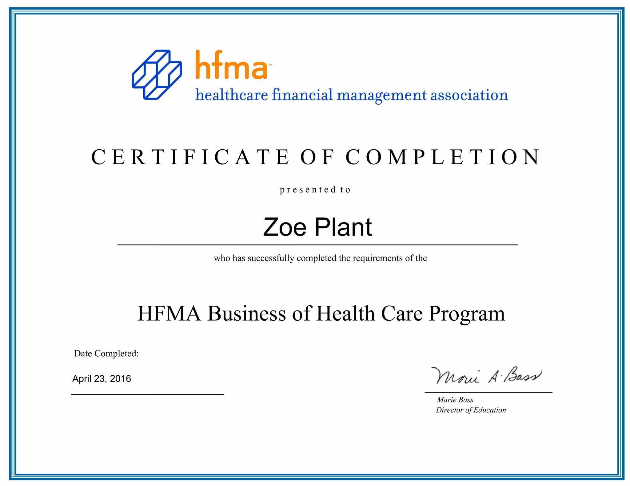 HFMA Business of Health Care Program | PDF