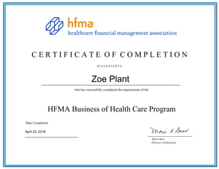 HFMA Business of Health Care Program | PDF