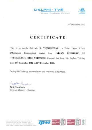 Delphi TVS Inplant Training | PDF