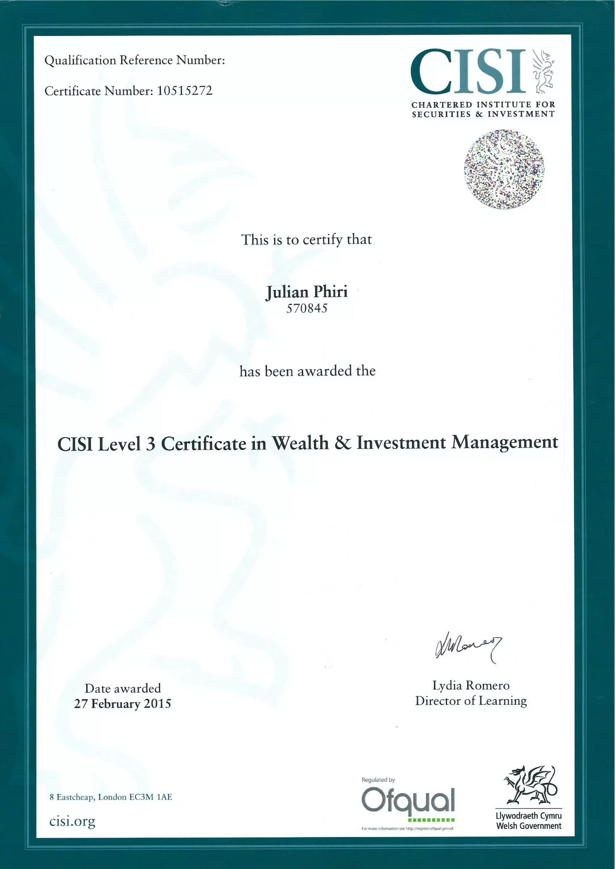 CISI2 certificate | PDF