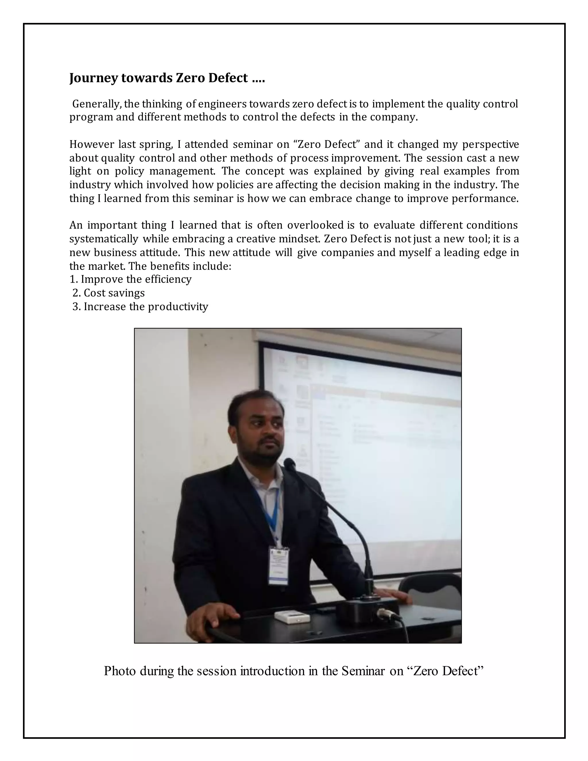 Journey towards Zero Defect | DOCX