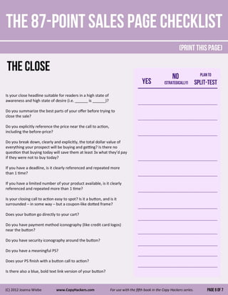 87 point sales page checklist | PDF