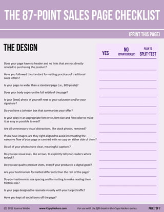 87 point sales page checklist | PDF
