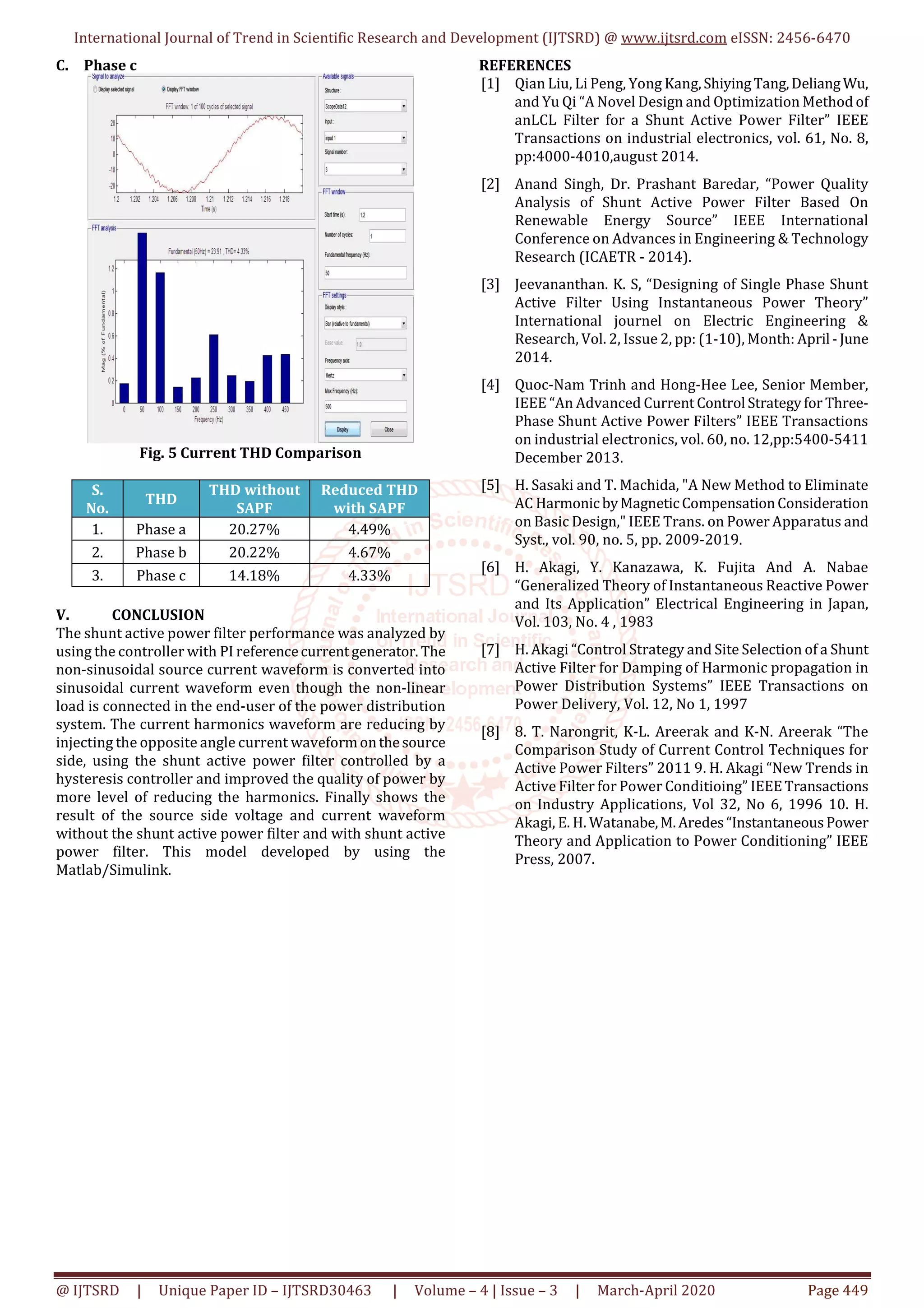 Power Quality Improvement using Shunt Active Power Filter | PDF