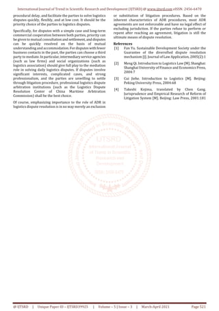 The Role of Alternative Dispute Resolution ADR in Dispute Settlement of ...