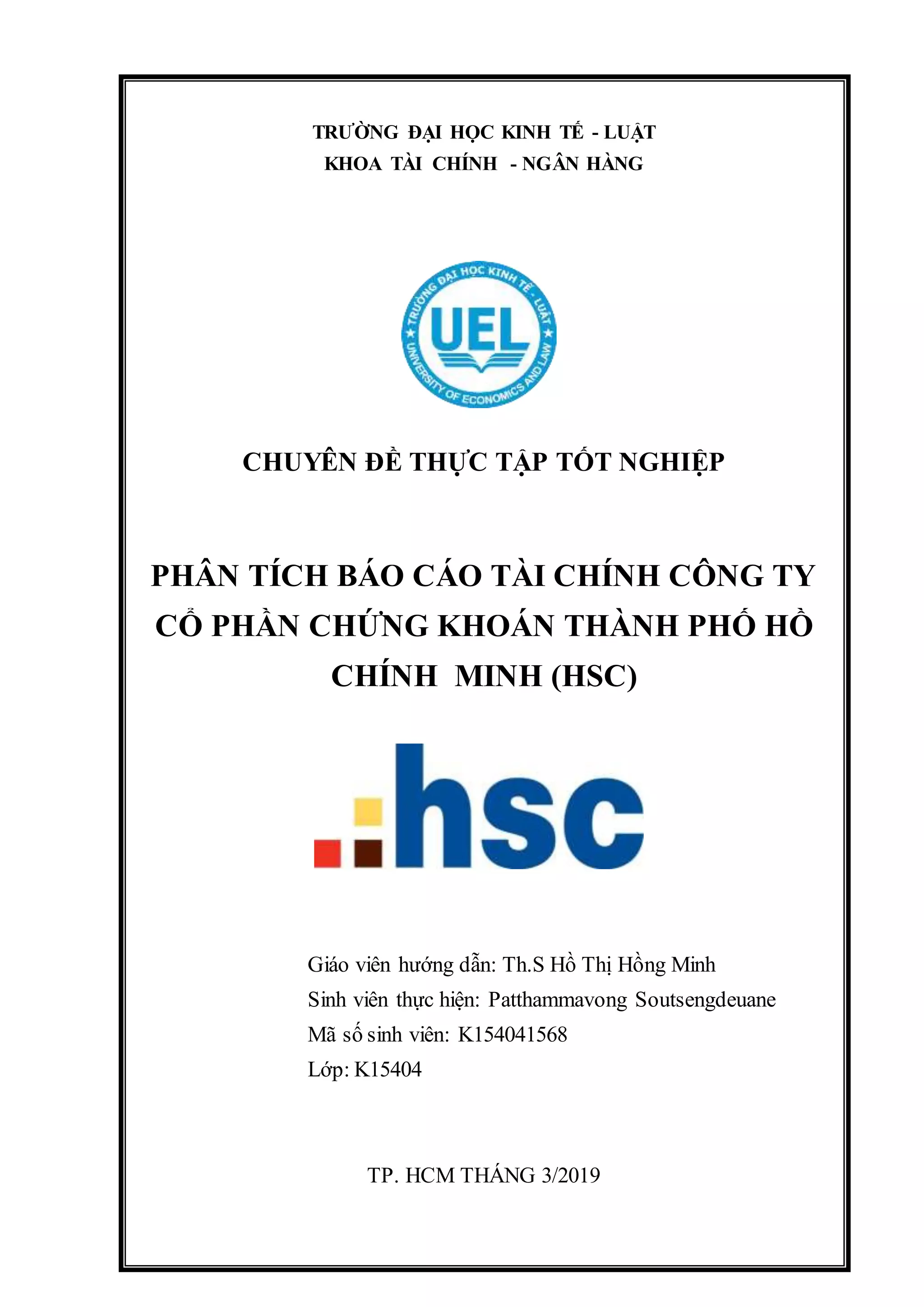Đề tài: Phân tích Báo cáo tài chính Công ty chứng khoán cổ phân HSC | DOC