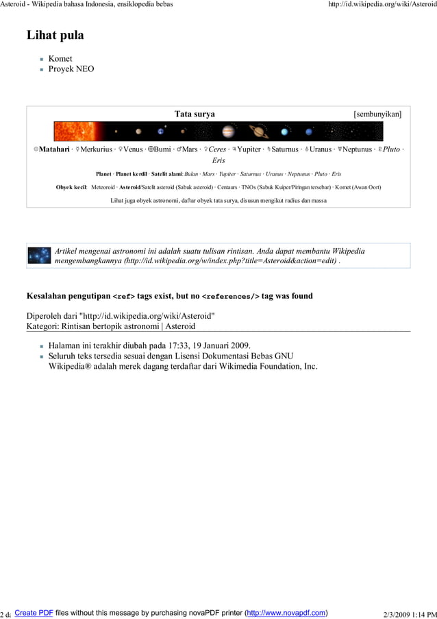 Tata Surya (ASTEROID) | PDF
