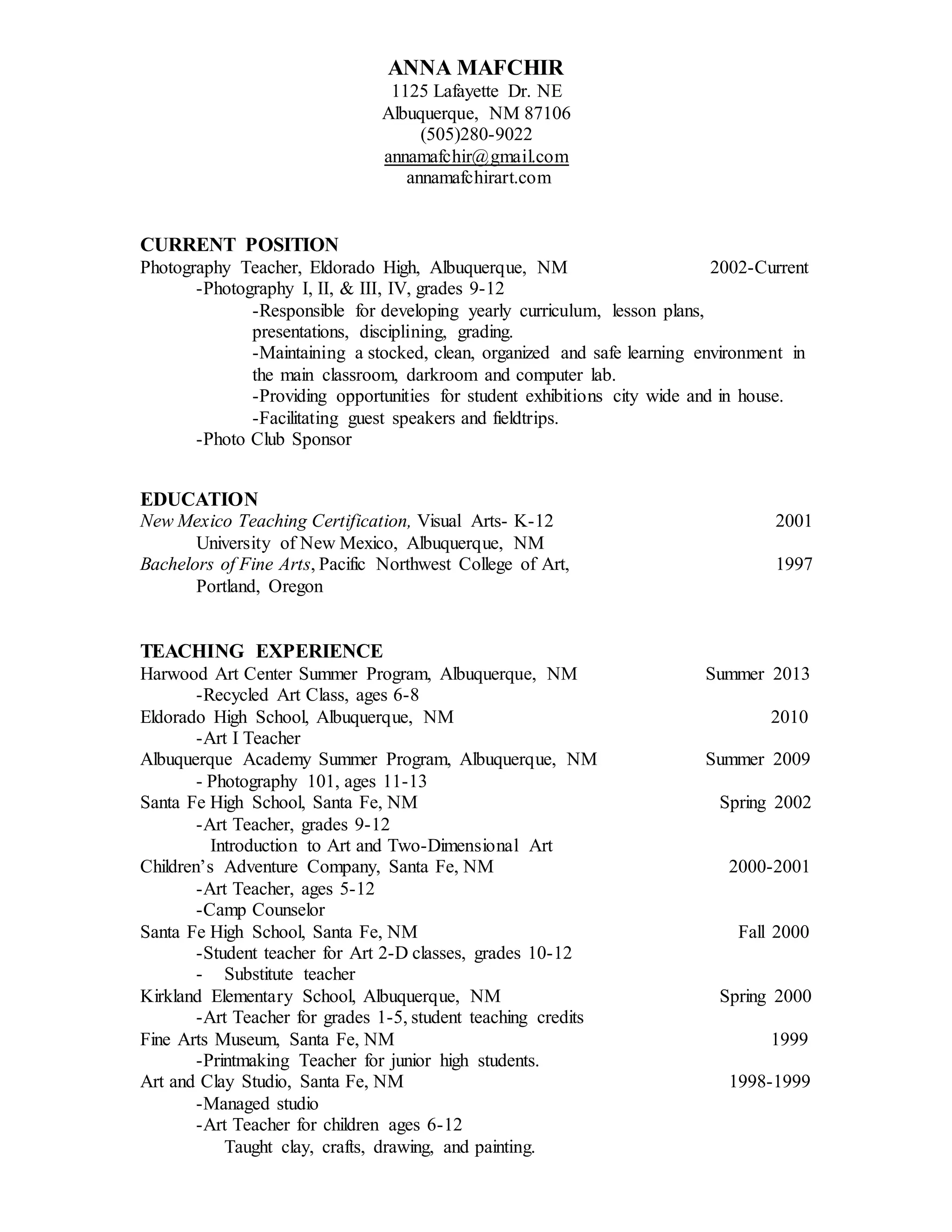 Resume 2015 | DOCX | Education