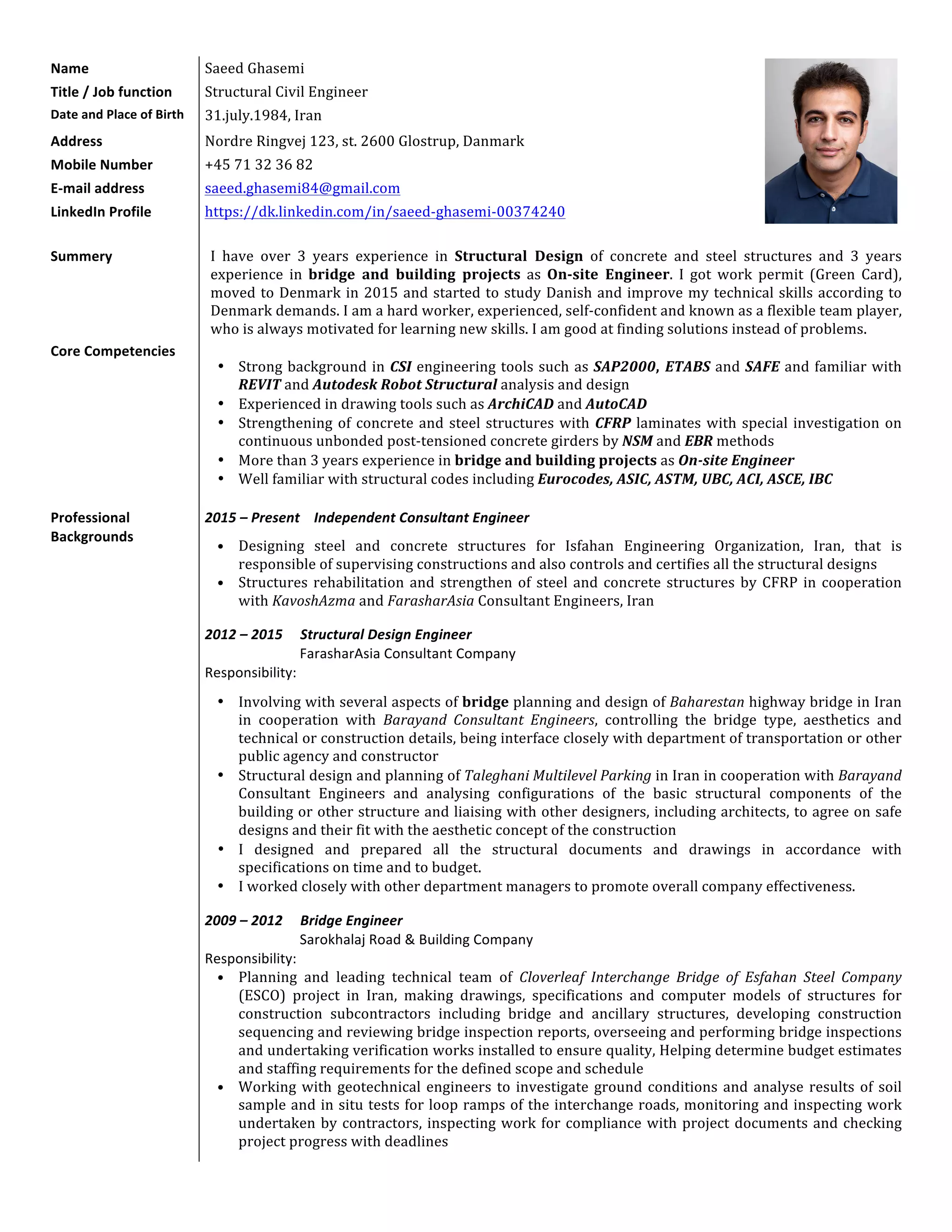 Saeed Ghasemi's CV. | PDF