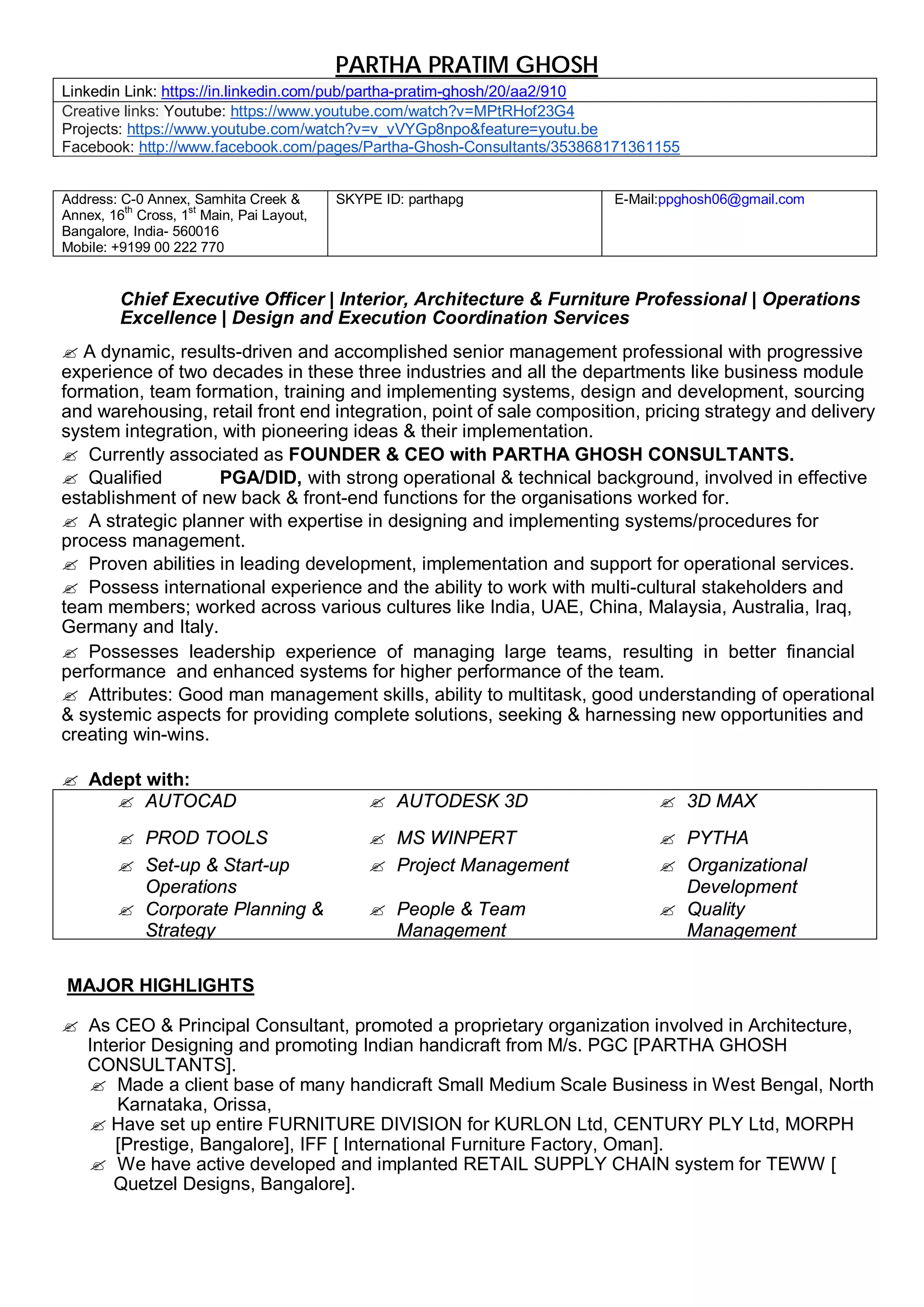 CV- PARTHA PRATIM GHOSH | PDF