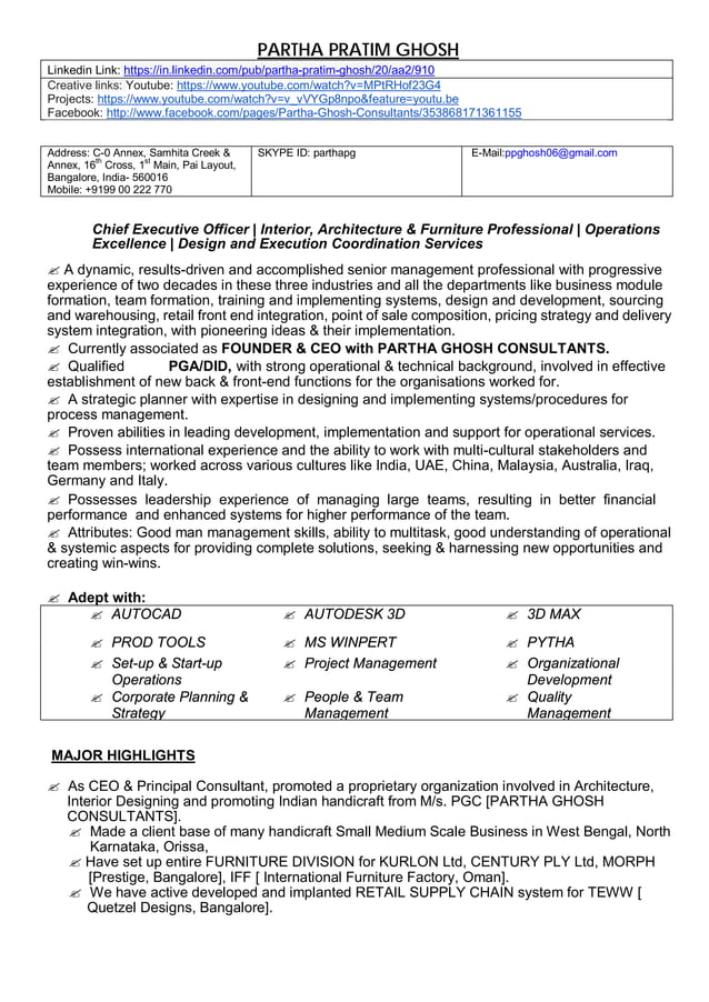 CV- PARTHA PRATIM GHOSH | PDF