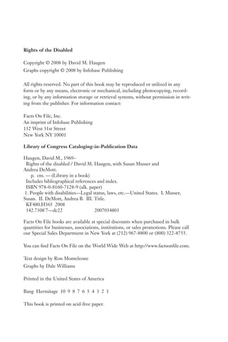 Rights Of The Disabled Library In A Book David M Haugen | PDF