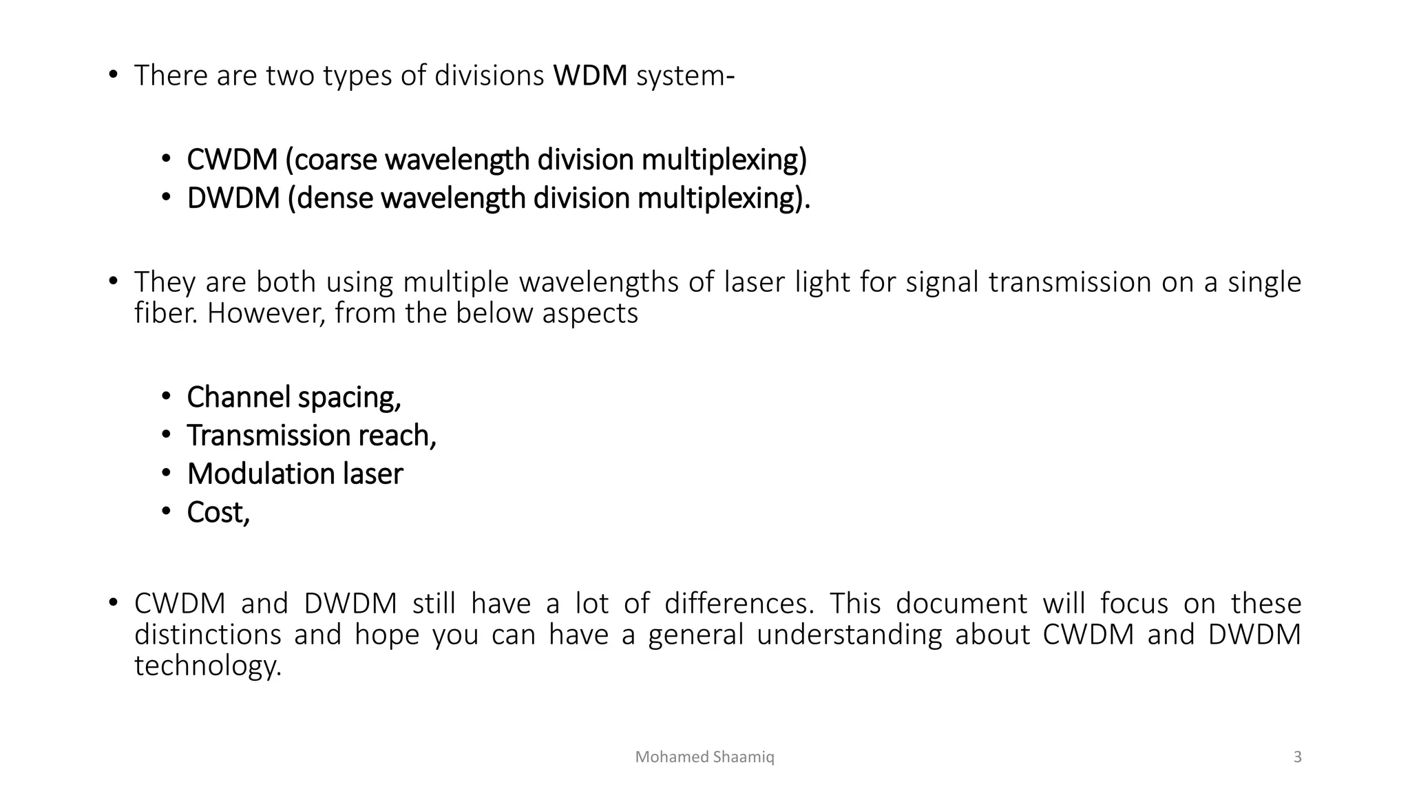 CWDM vs DWDM Technology | PPTX