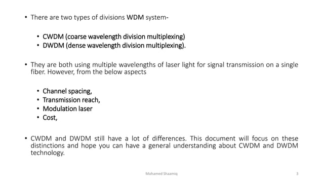 CWDM vs DWDM Technology | PPTX