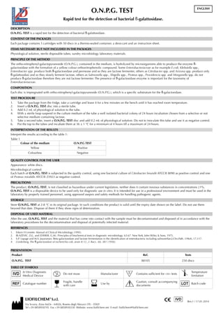 88105 O.N.P.G. TEST KIT by Liofilchem.pdf | Chemistry | Science