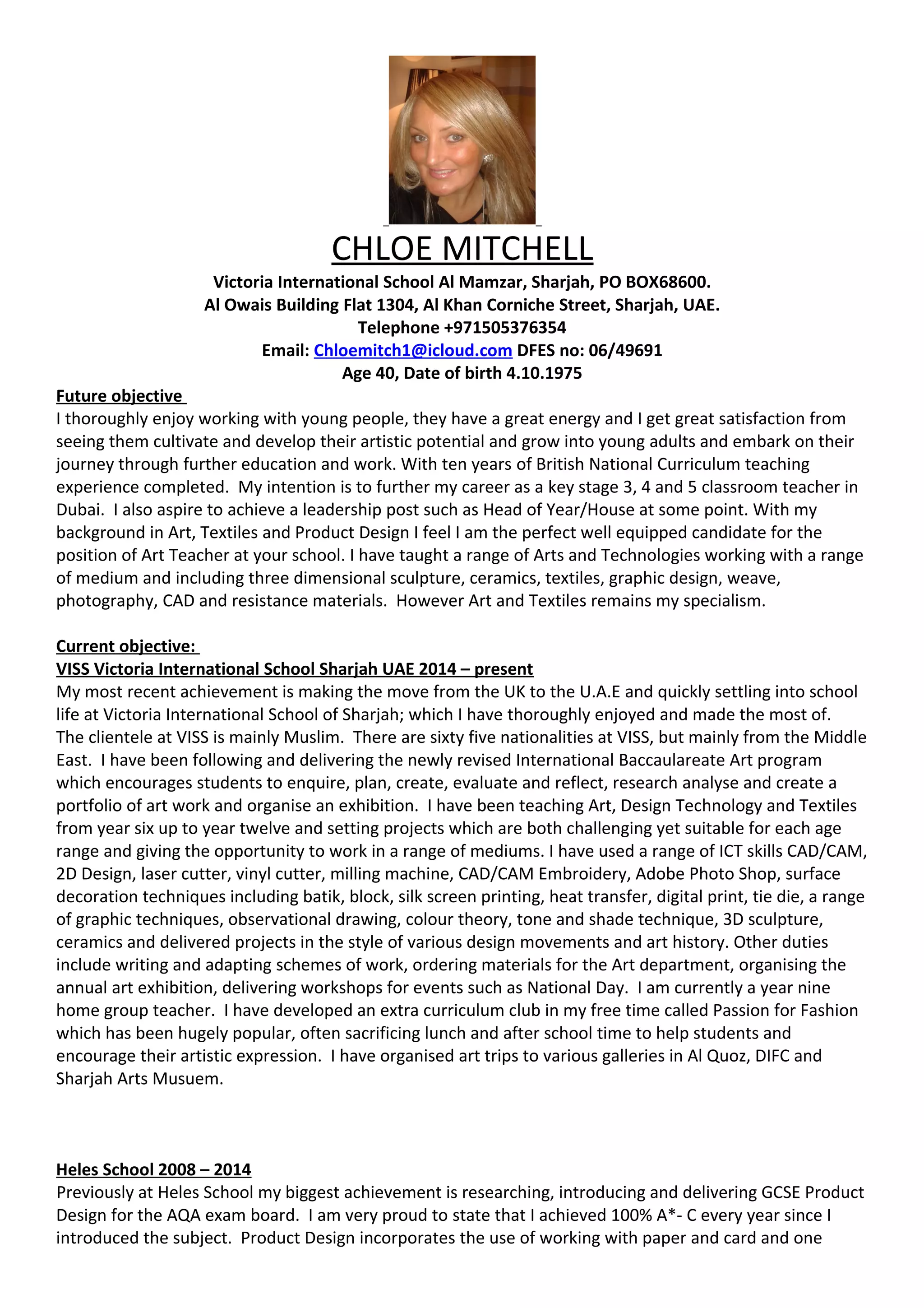 CHLOE MITCHELL CV 2016 | DOC