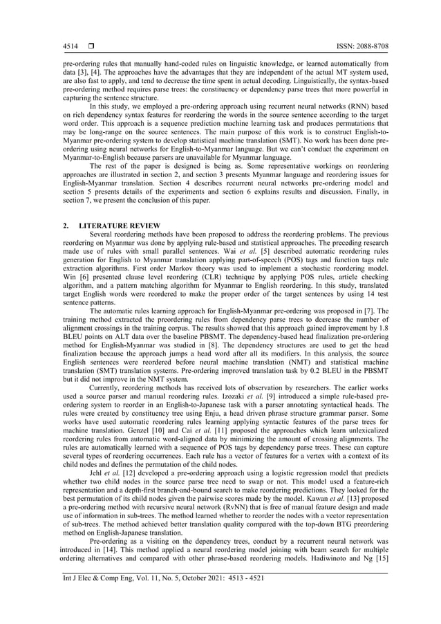 Source side pre-ordering using recurrent neural networks for English-Myanmar machine translation ...