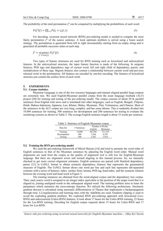 Source side pre-ordering using recurrent neural networks for English-Myanmar machine translation ...