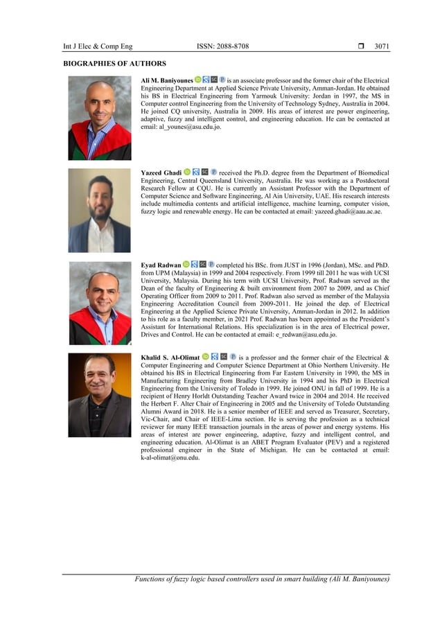 Functions of fuzzy logic based controllers used in smart building | PDF | Indoor Environmental ...