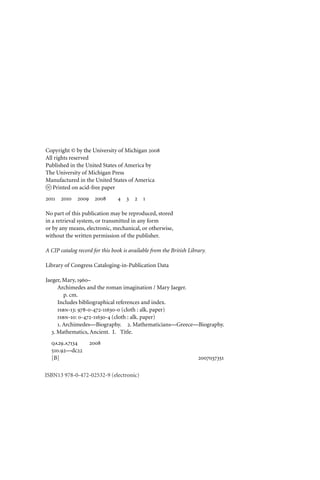 Archimedes And The Roman Imagination Mary Jaeger | PDF