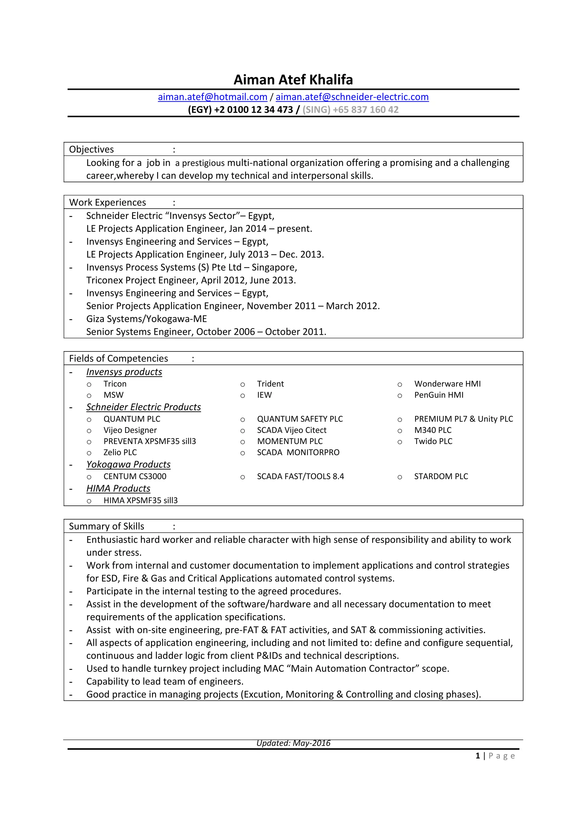 Aiman Atef CV--May 2016 | PDF | Computer Software and Applications | Computing