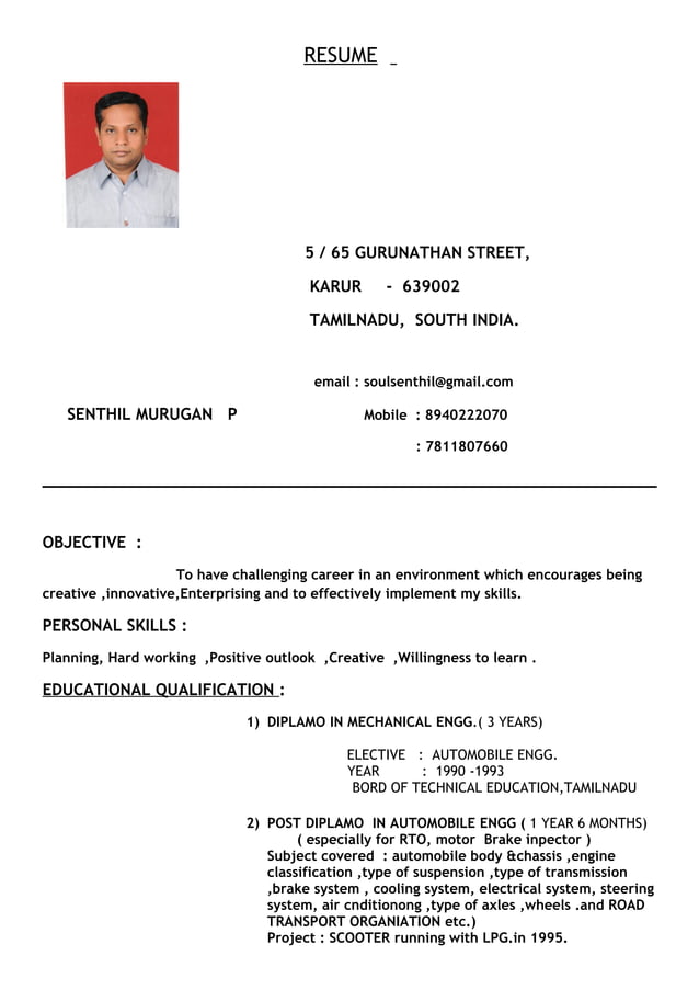 RESUME sen (1) | DOC | Automotive Industry | Industries
