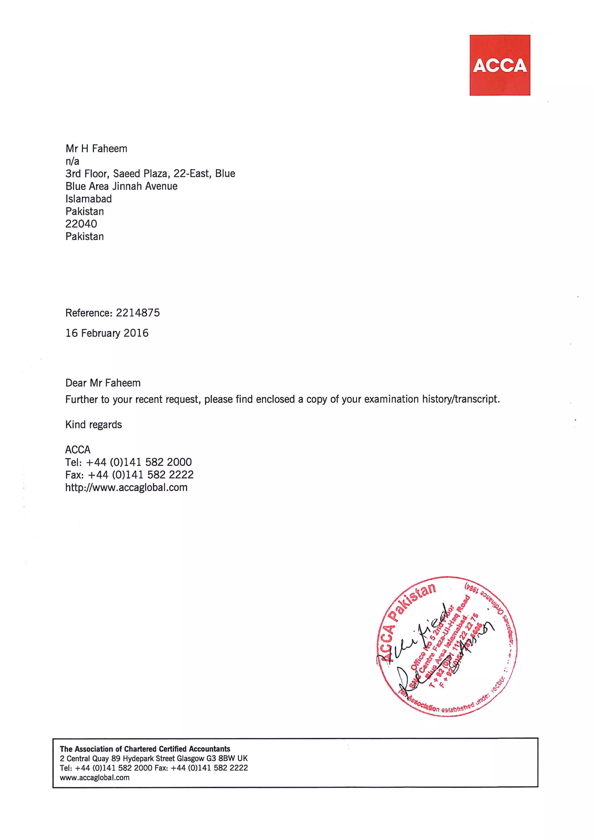 ACCA Transcript | PDF