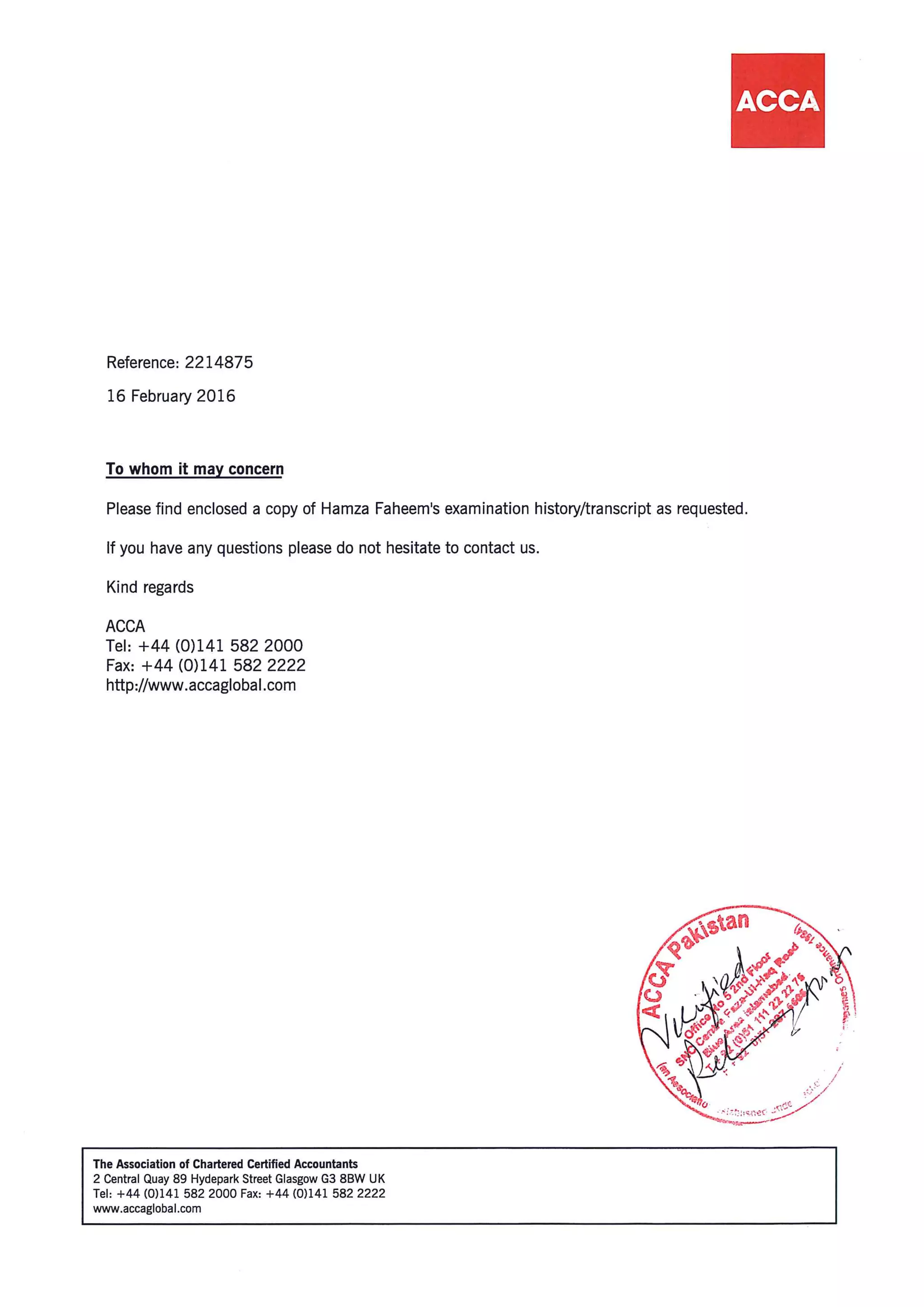 ACCA Transcript | PDF