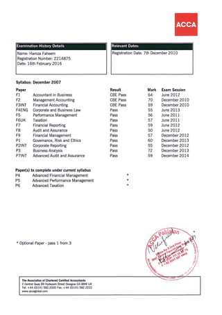 ACCA Transcript | PDF