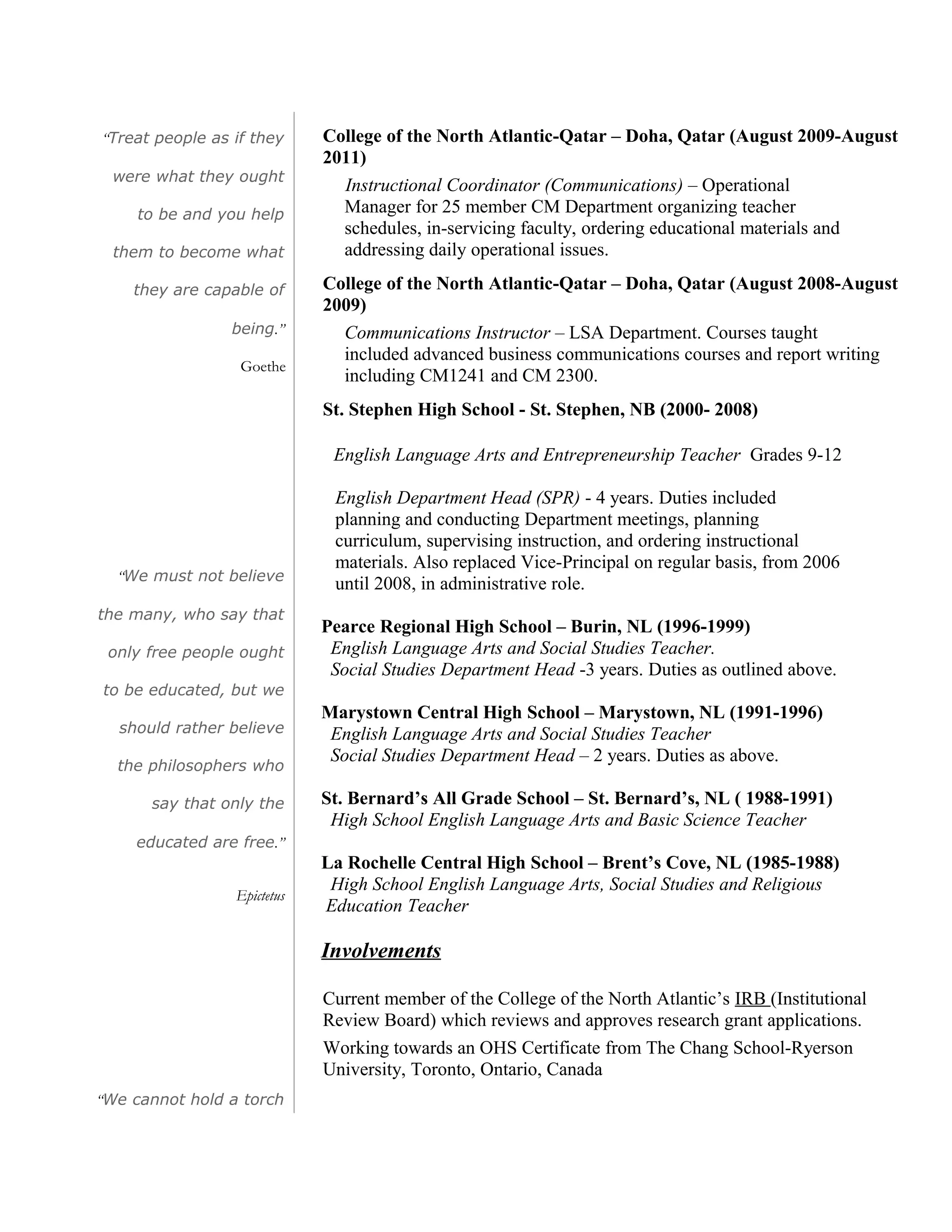 Terrence John Keating Résumé New | DOC | Professional School ...