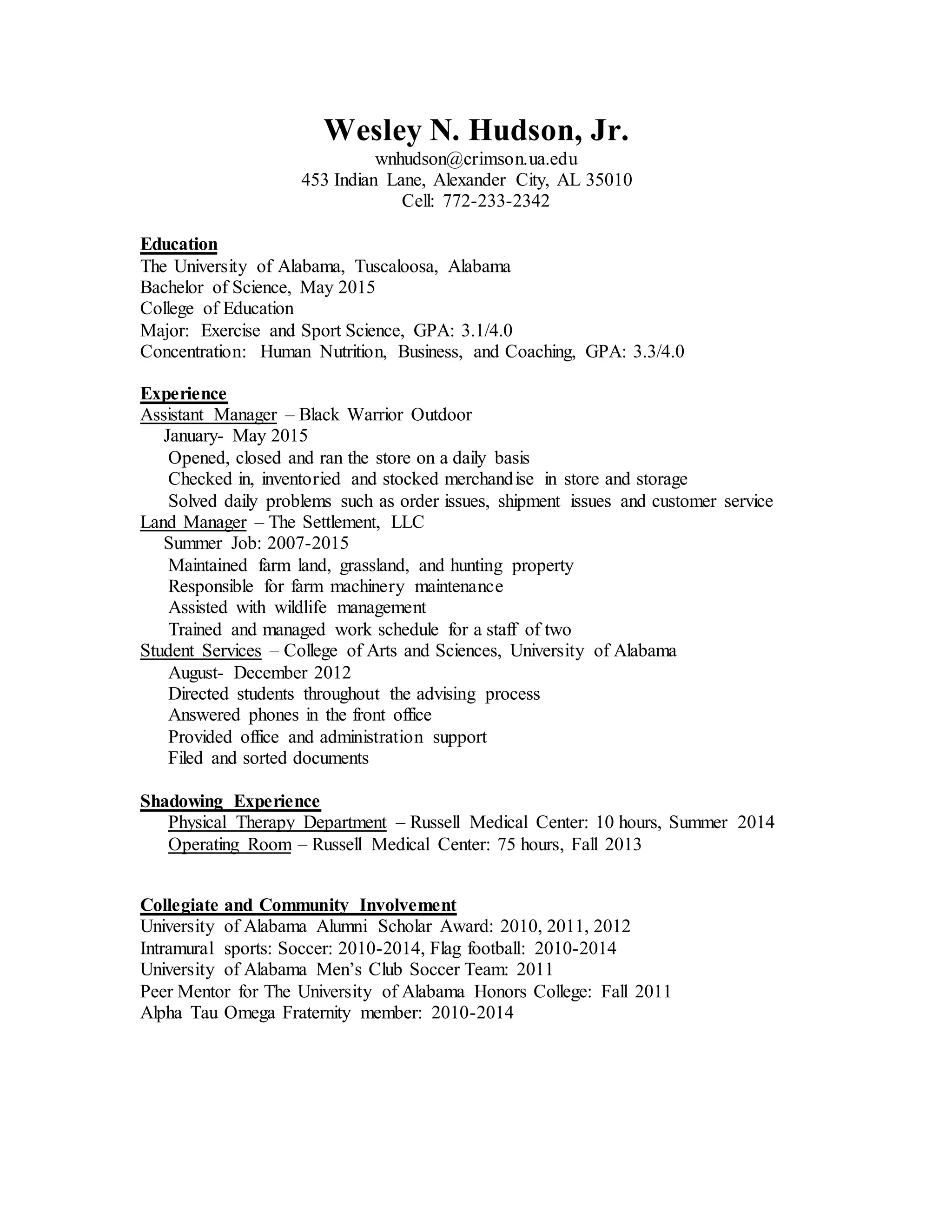 Wesley Hudson Resume | DOCX