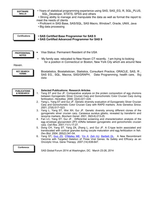 Shuting_ YANG_resume | DOC | Genetics | Science