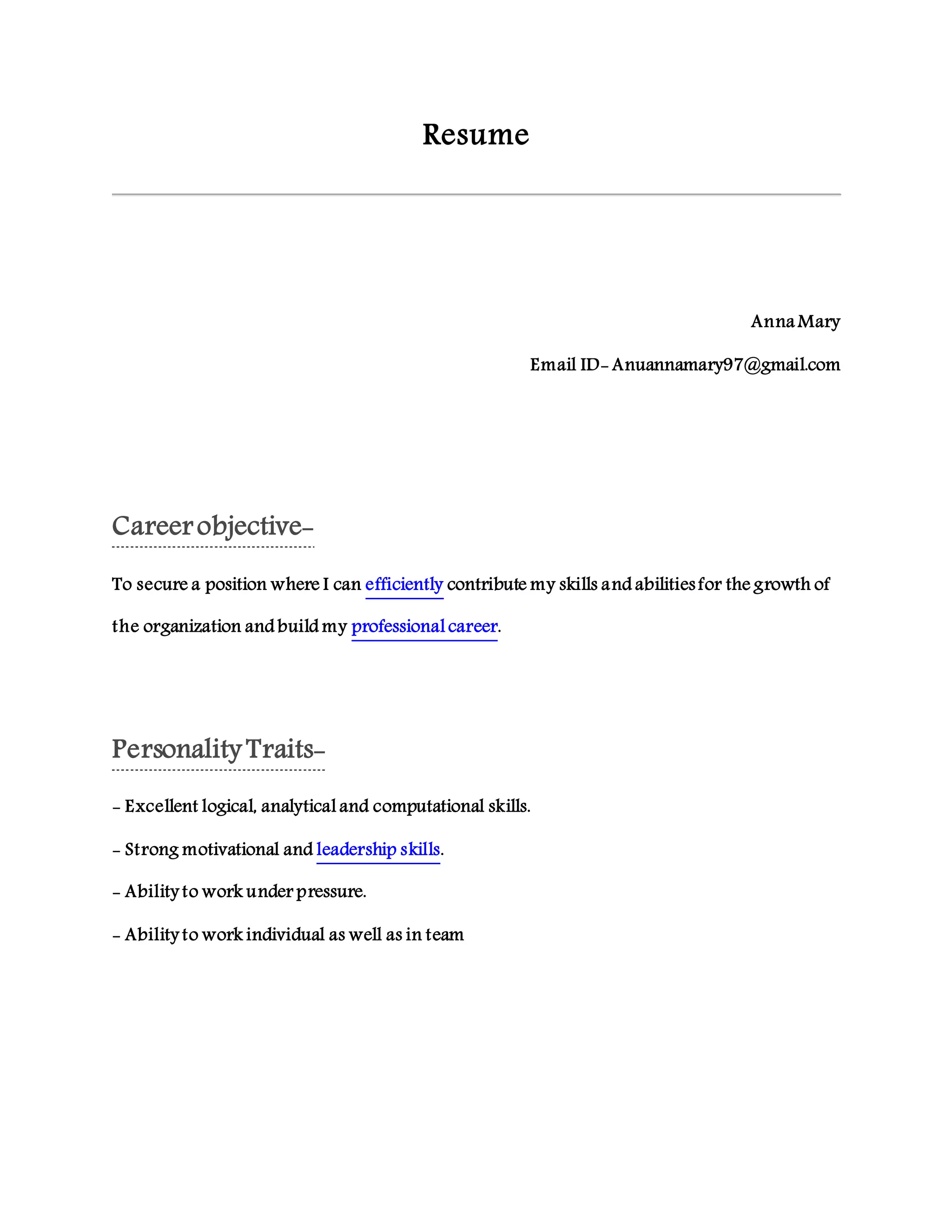 Anu Resume | PDF