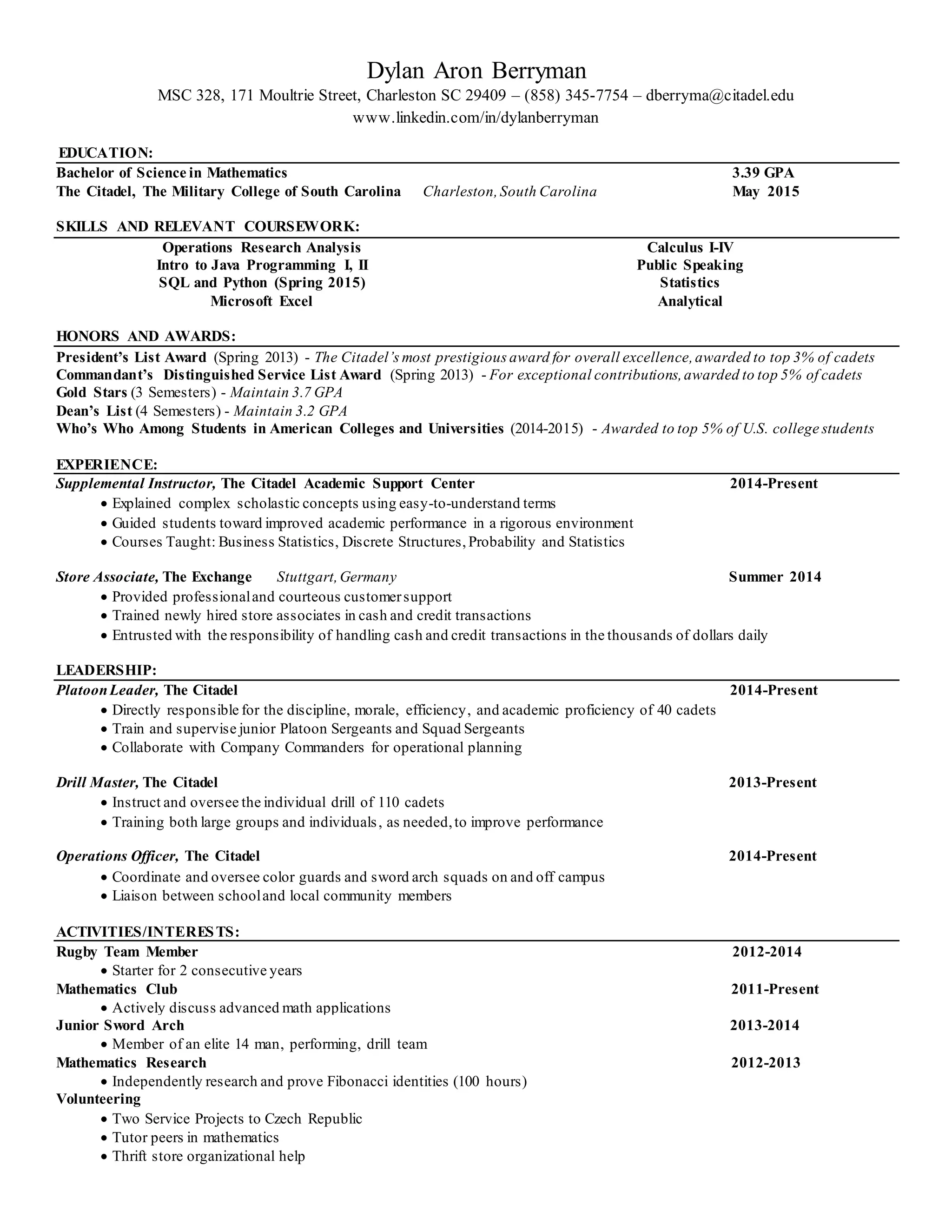 Dylan Berryman Resume | DOCX