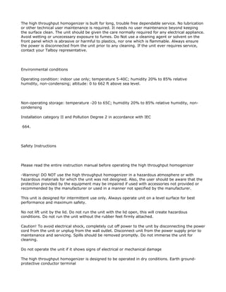 High Through Put Homogenizer | DOC | Home Appliances | Home & Garden