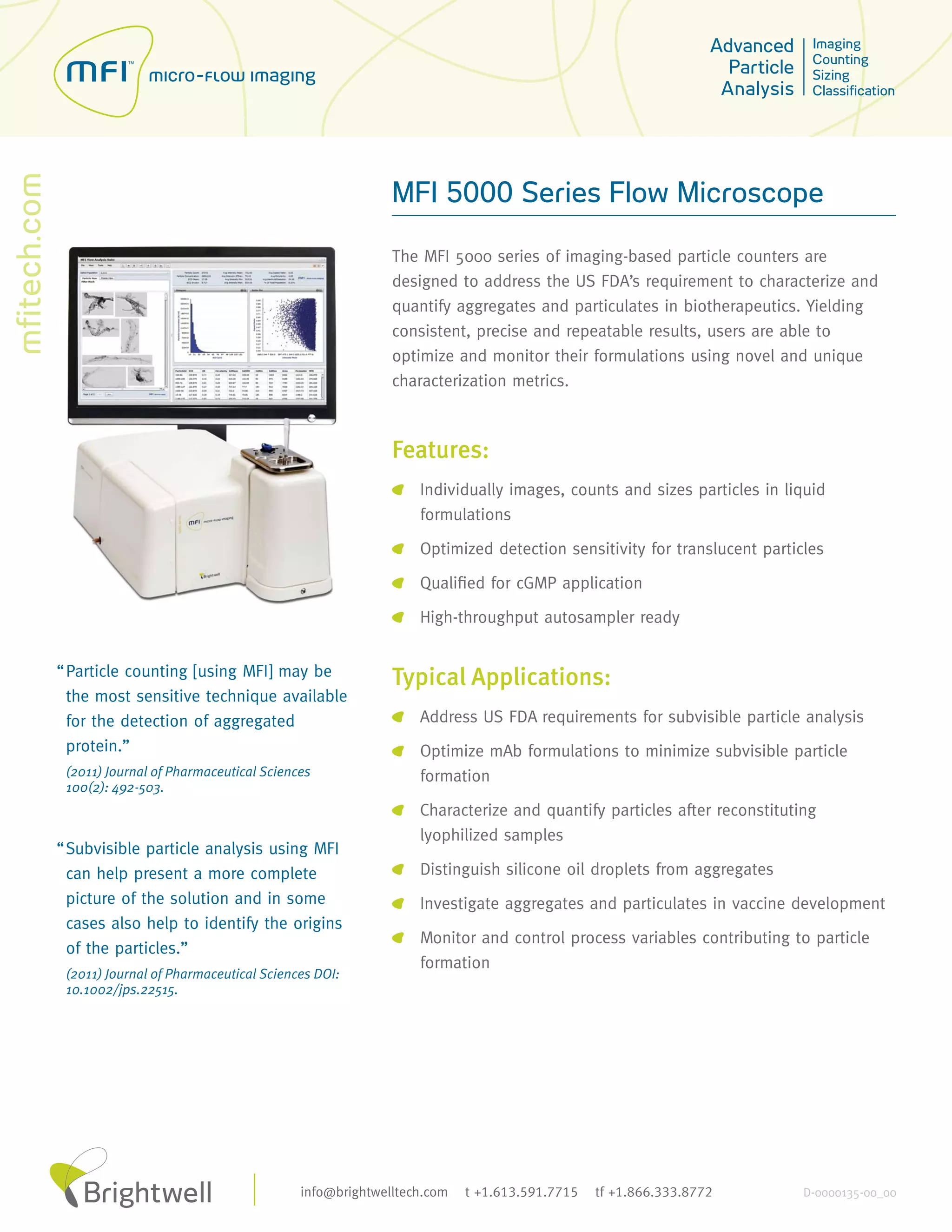 Micro-Flow Imaging_MFI 5000 Flow Microscopes | PDF