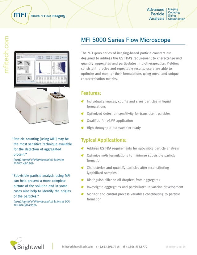 Micro-Flow Imaging_MFI 5000 Flow Microscopes | PDF