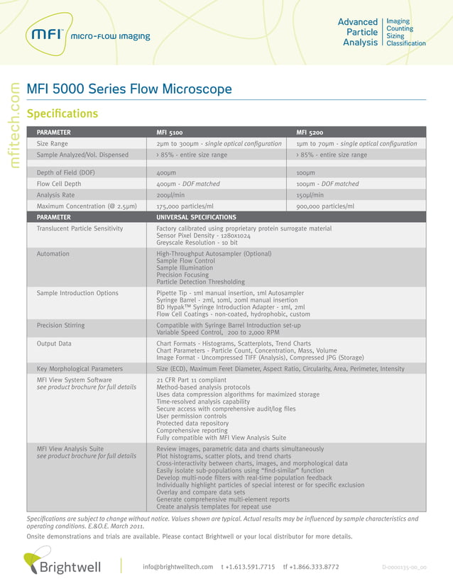Micro-Flow Imaging_MFI 5000 Flow Microscopes | PDF