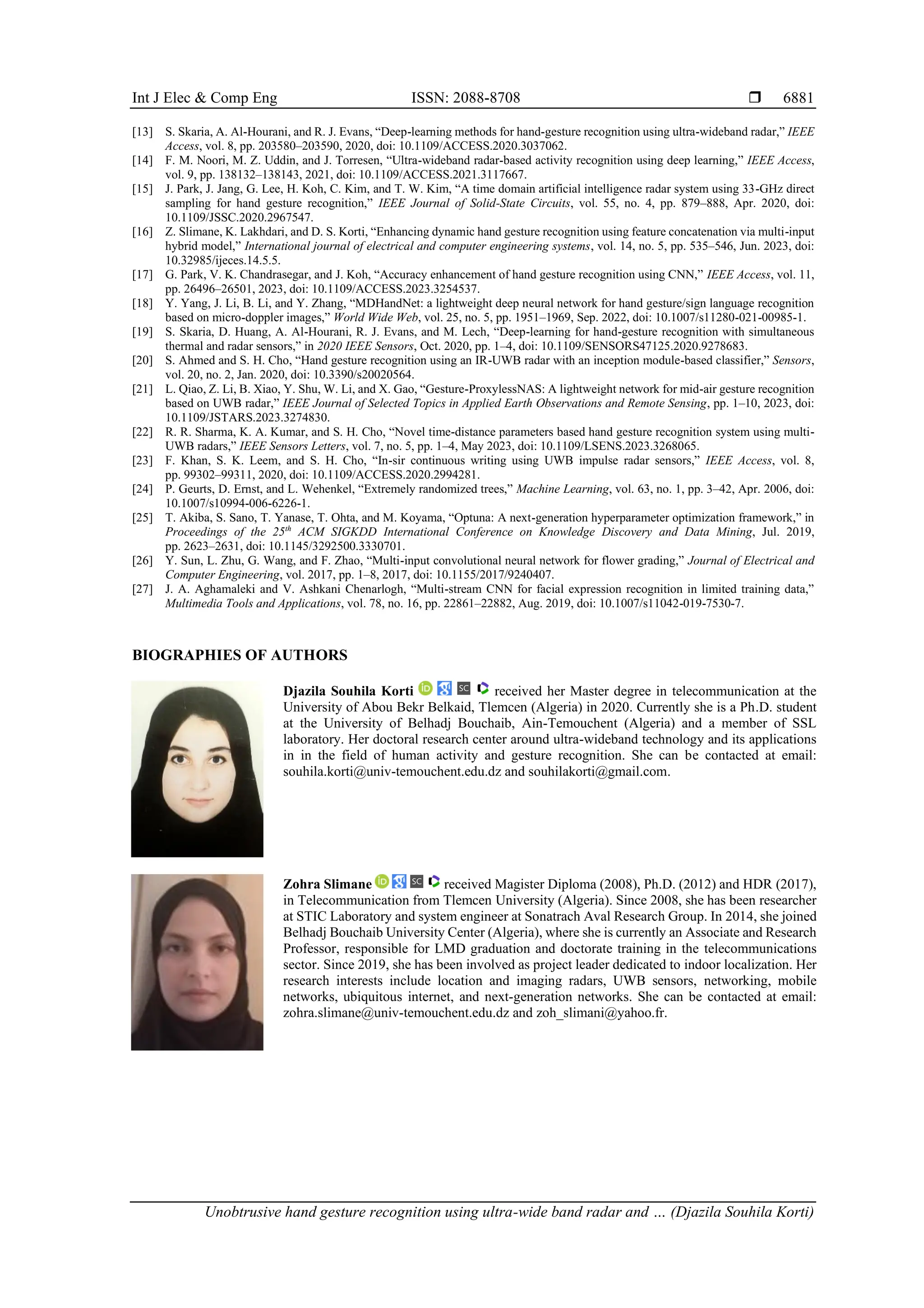 Unobtrusive hand gesture recognition using ultra-wide band radar and deep learning | PDF